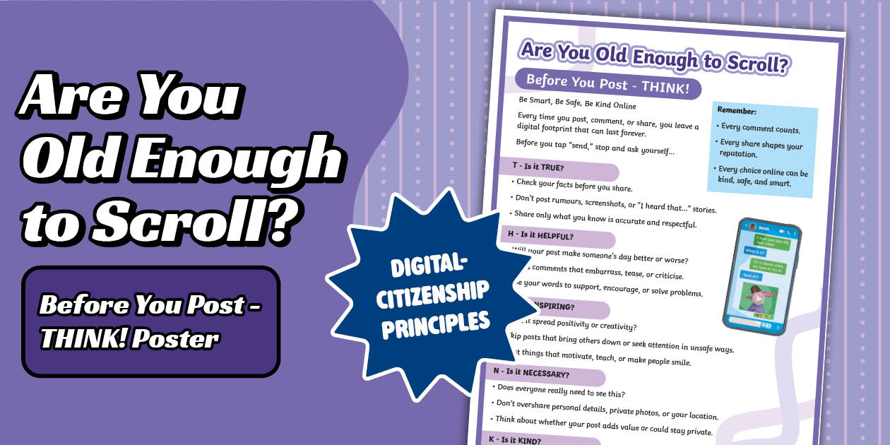 THINK Poster for Online Safety Display