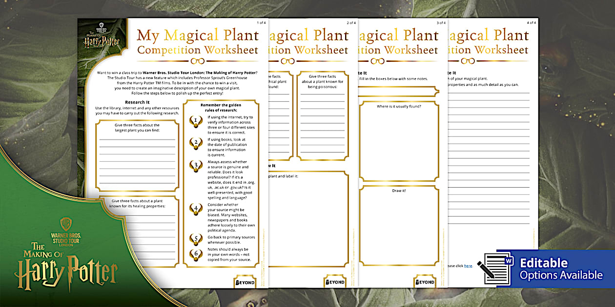 FREE! - My Magical Plant: Harry Potter Plant Worksheet
