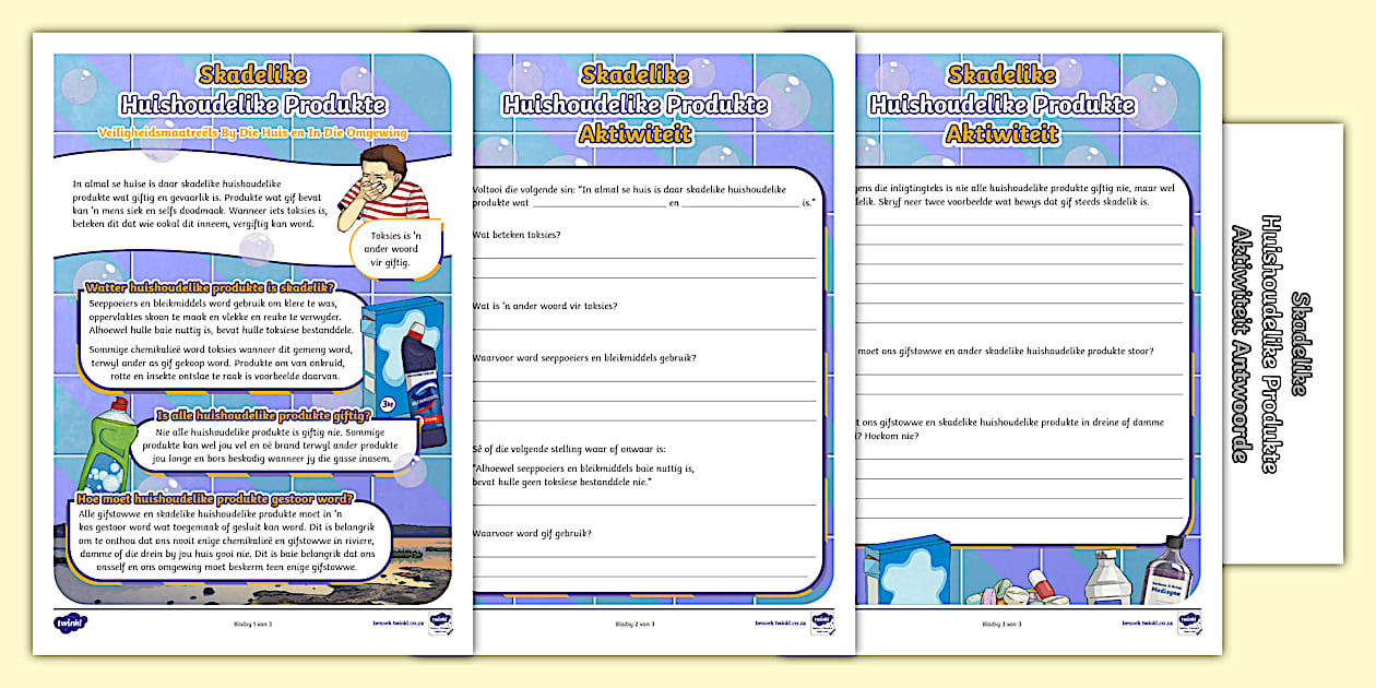 Skadelike Huishoudelike Produkte - Aktiwiteit - Twinkl