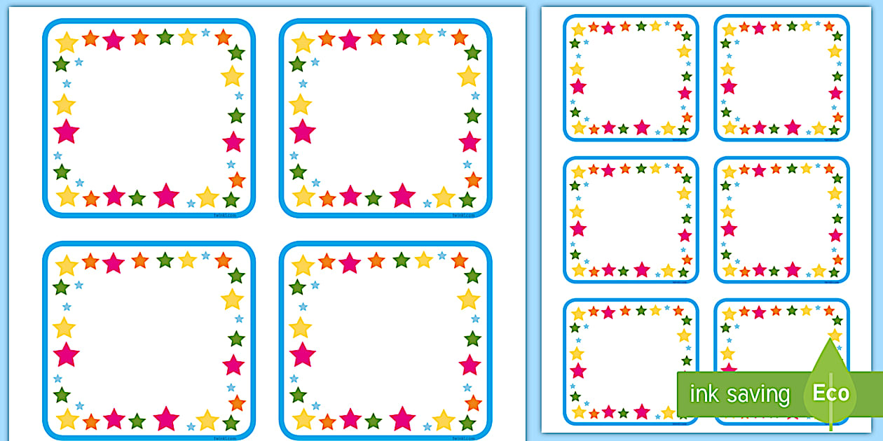Editable Multicolored Stars Square Labels (teacher made)