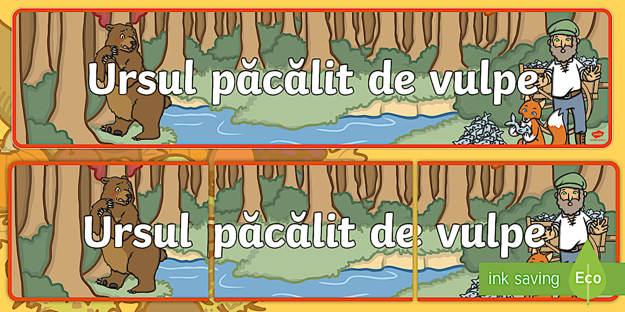 Ursul păcălit de vulpe - Banner (teacher made) - Twinkl