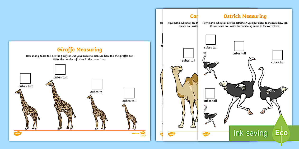 Animals from African Countries Measuring with Cubes Activity