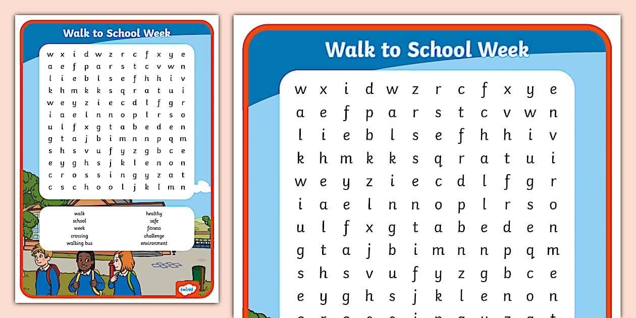Walk to School Week Wordsearch - Twinkl