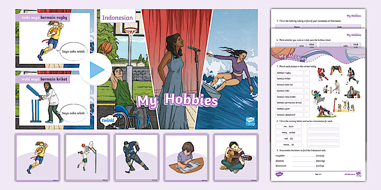 Years 5-6 Indonesian Lesson Pack: My Hobby (teacher made)