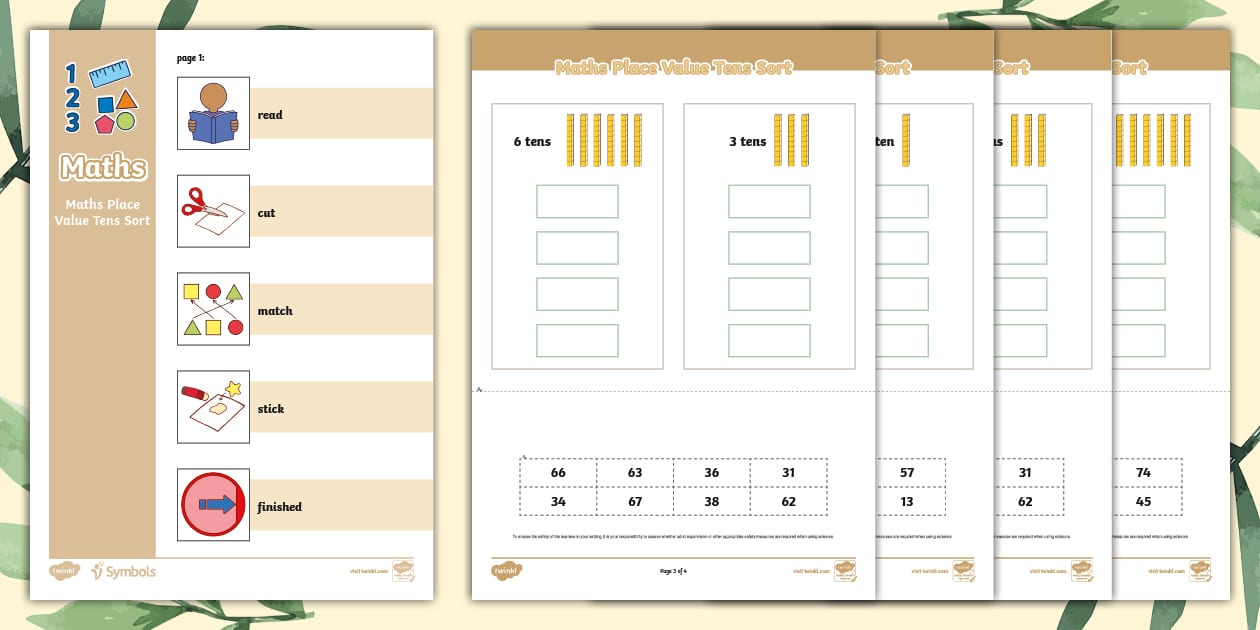 SEND Structured Steps Maths Place Value Tens Sort - Twinkl