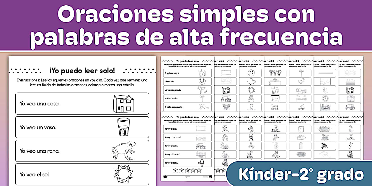 Lectura con palabras de alta frecuencia para kínder-2° grado