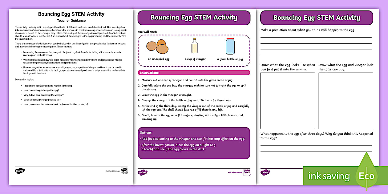 Bouncing Egg STEM Activity | F-2 Material and Food Resources