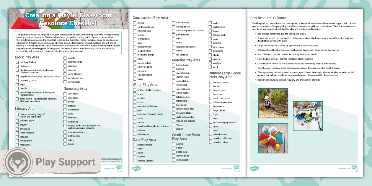 Creating a Playful Classroom - Resource List - Twinkl