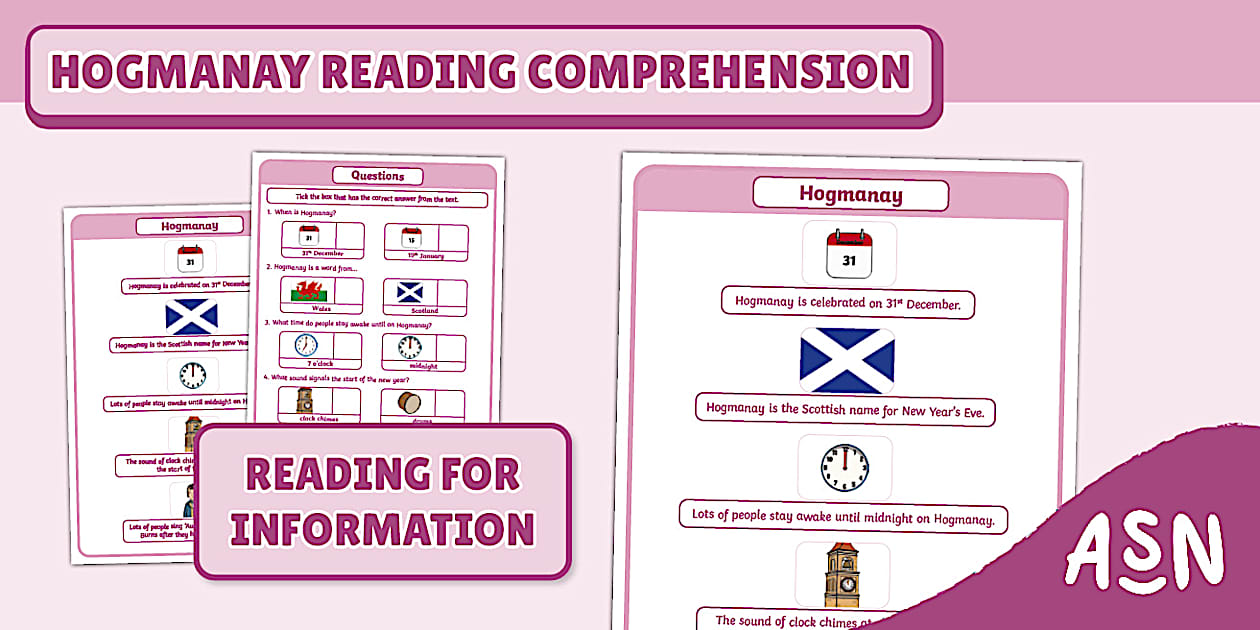 Hogmanay Reading Comprehension with Visual Supports
