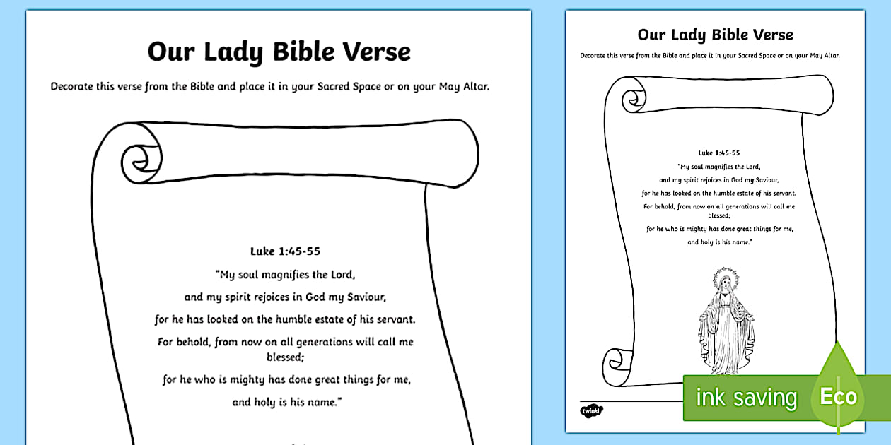 Our Lady Bible Verse Worksheet / Worksheet - Twinkl
