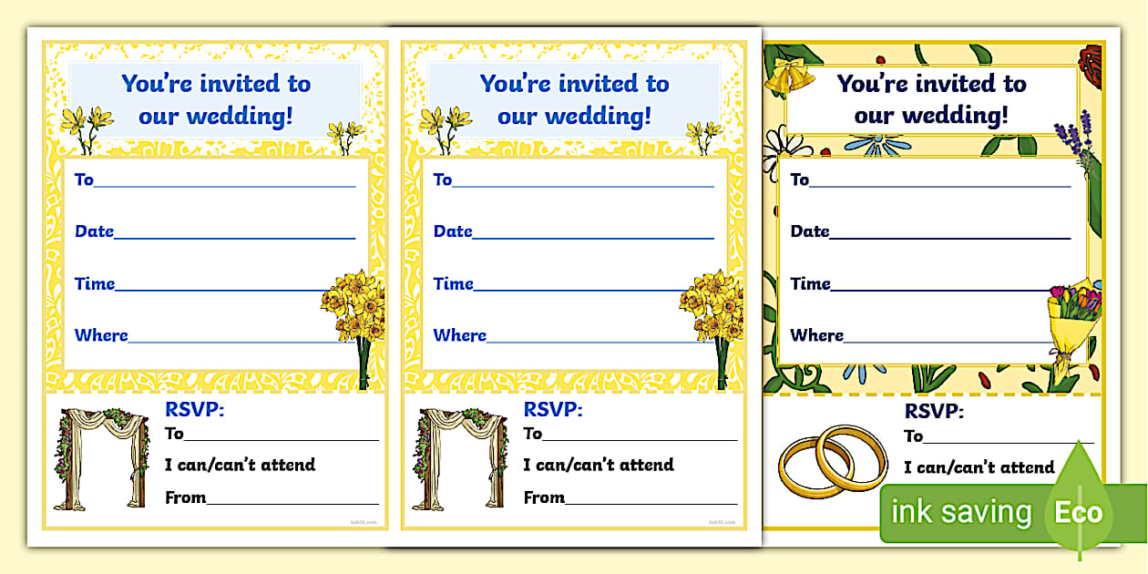 Yellow Wedding Invitations | Twinkl Wedding Invitations