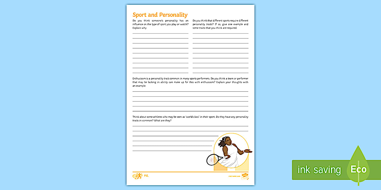 Sport and Personality Worksheet - Twinkl