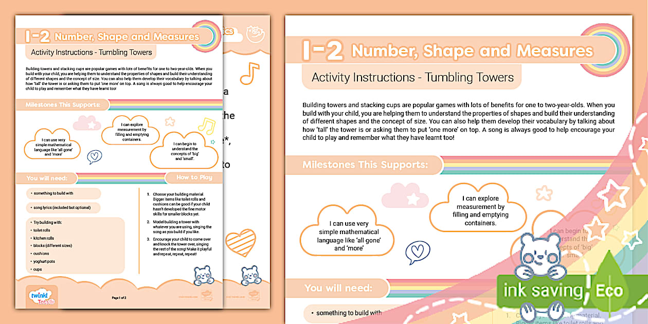 1-2 Years Number Shape Measures Tumbling Towers - Twinkl