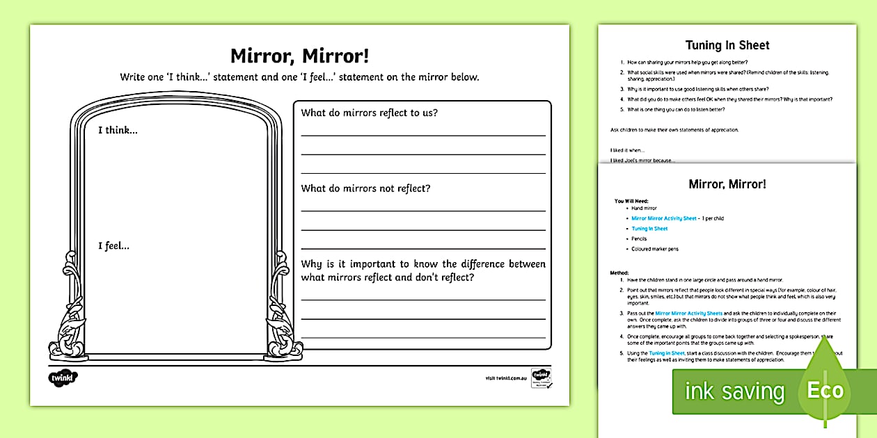 Mirror, Mirror Activities - Confidence Activity - Twinkl