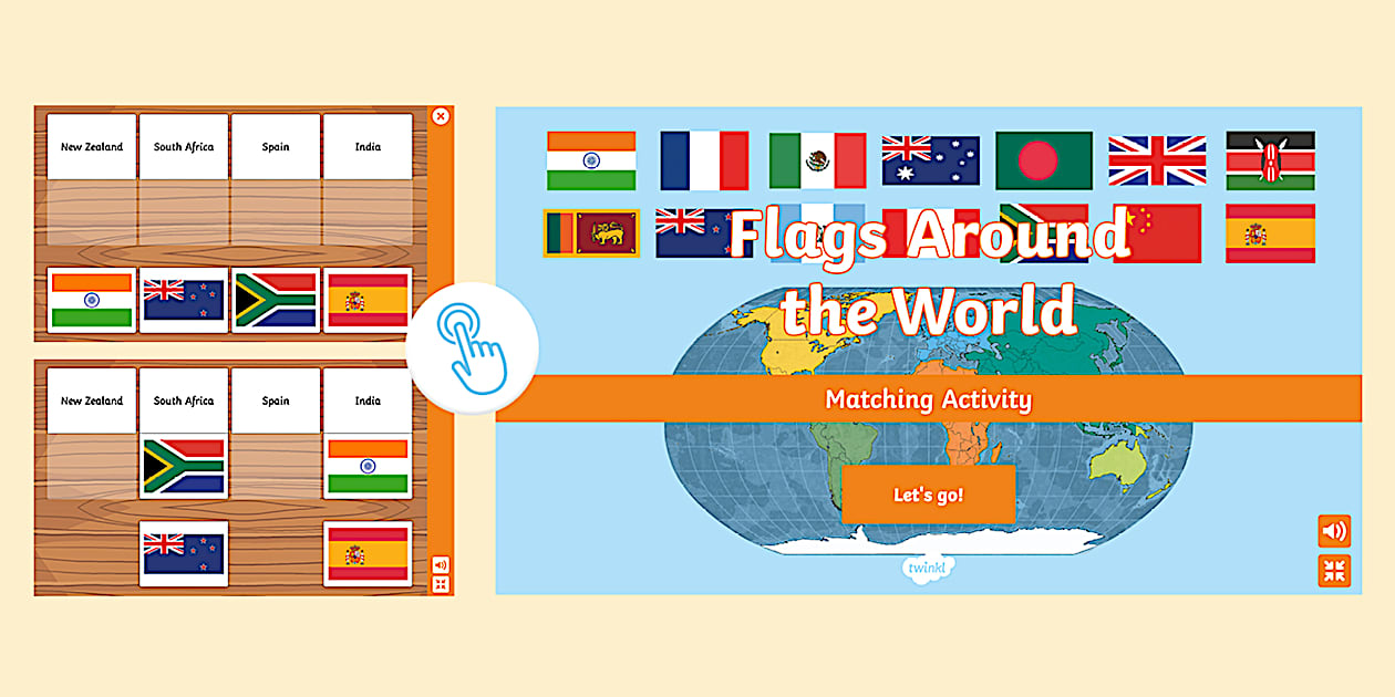 Flags Around the World Interactive Matching Activity