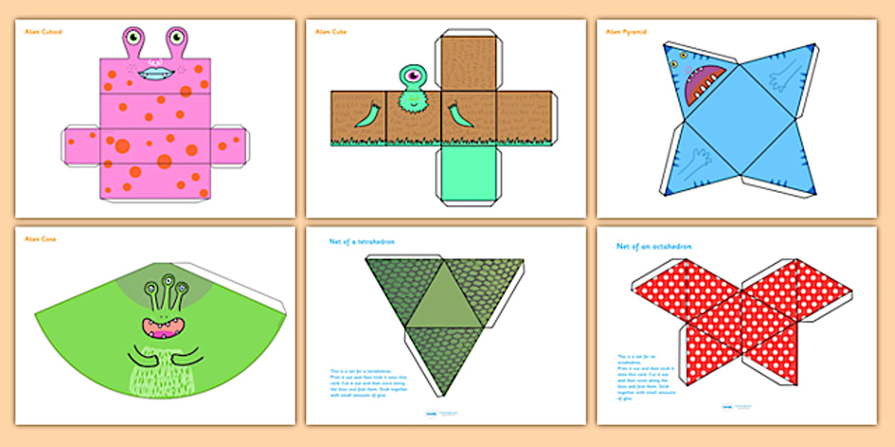 Patterned 3D Shape Nets - Twinkl