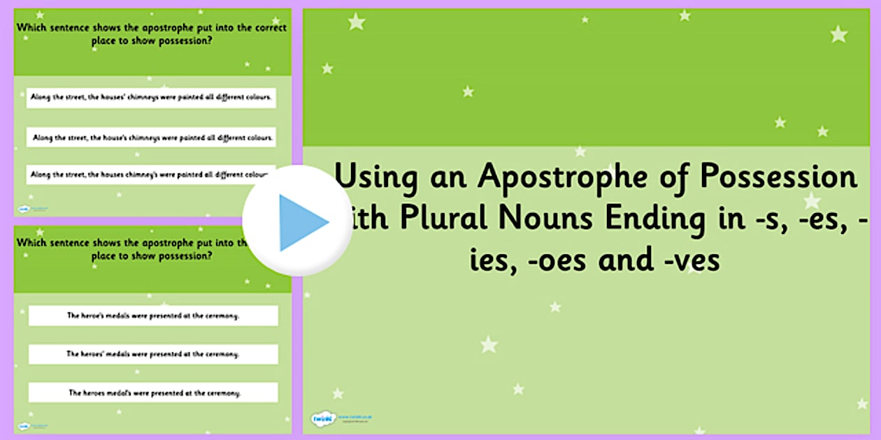 Using an Apostrophe of Possession Plural Nouns Ending in -s, -es, -oes ...