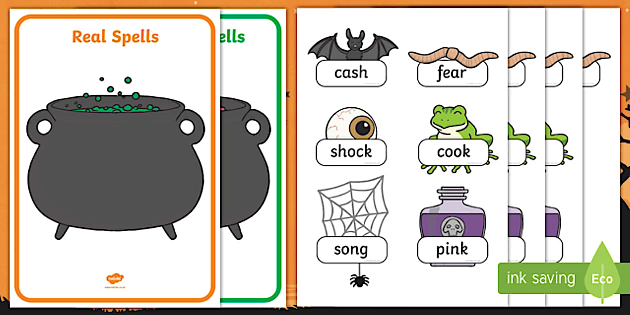 Editable Halloween Themed Phase 3 Real and Nonsense Words Activity