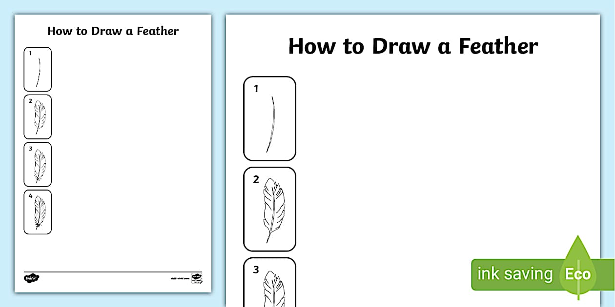How to Draw a Feather (teacher made) - Twinkl