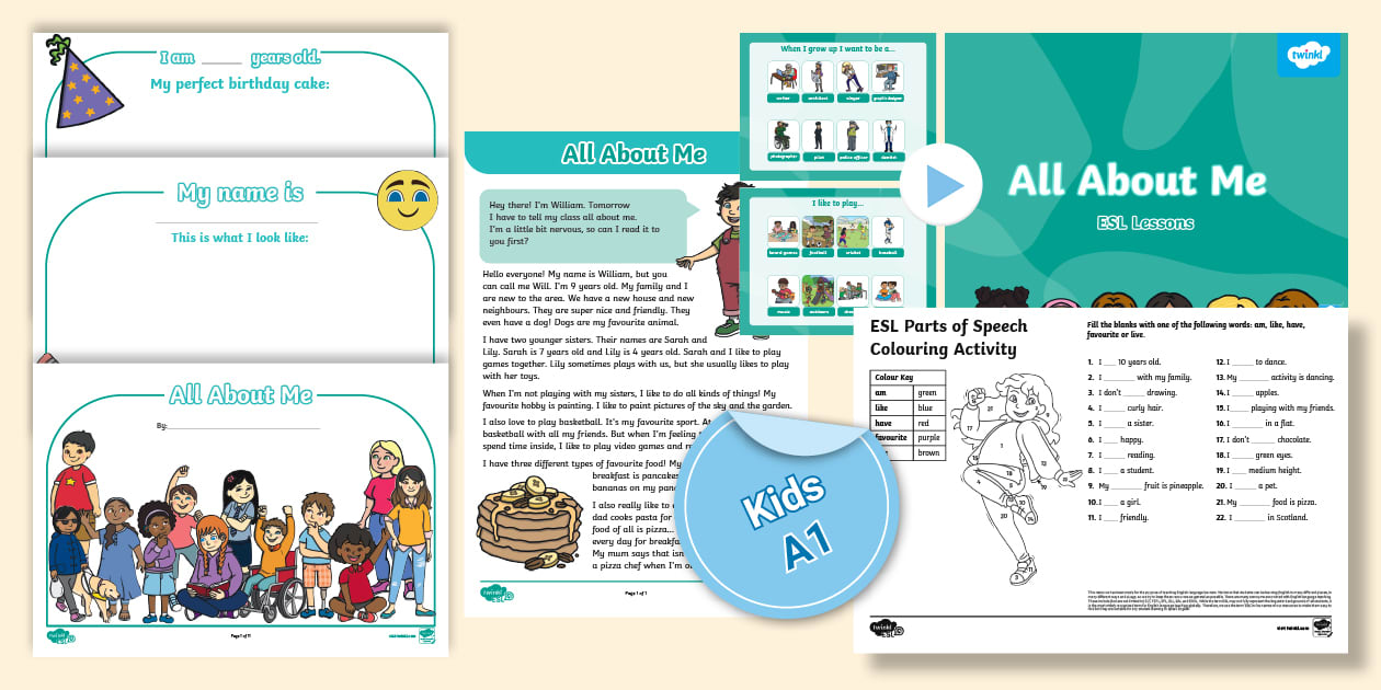 ESL All About Me Lesson Plan [Kids, A1] - Twinkl