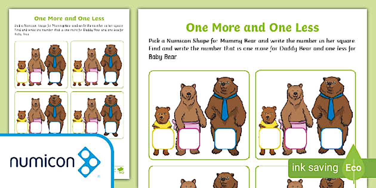 👉 One More, One Less: The Three Bears Numicon Shape Activity