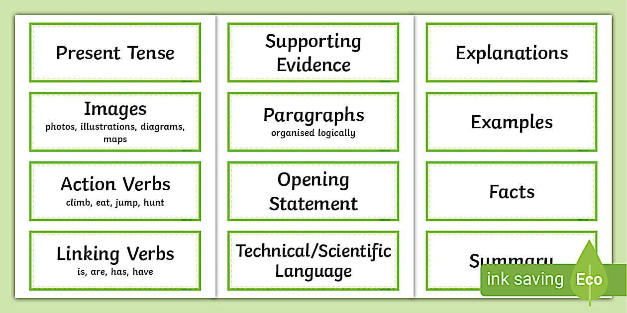 Level 3 Writing: Information Report - Word Cards - Twinkl