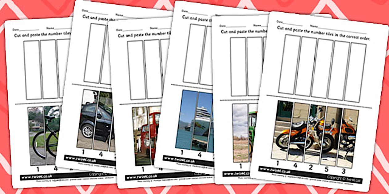 Transport Themed Number Sequencing Photo Puzzles - Twinkl