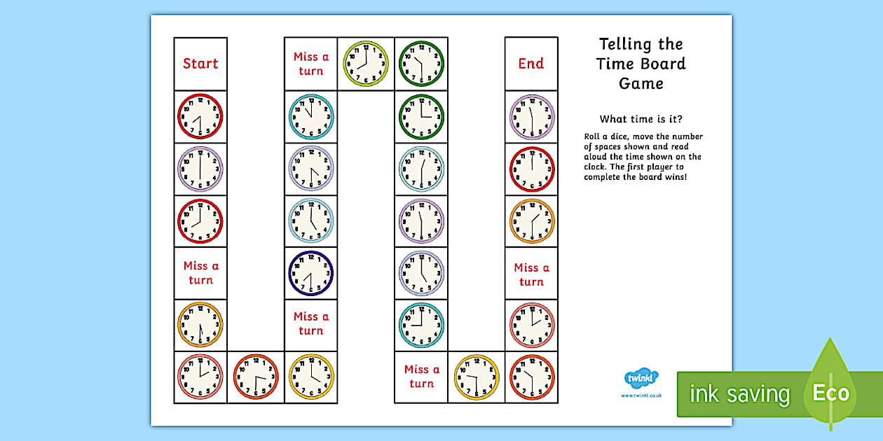 Differentiated Telling the Time Board Game - ESL Time Board Game