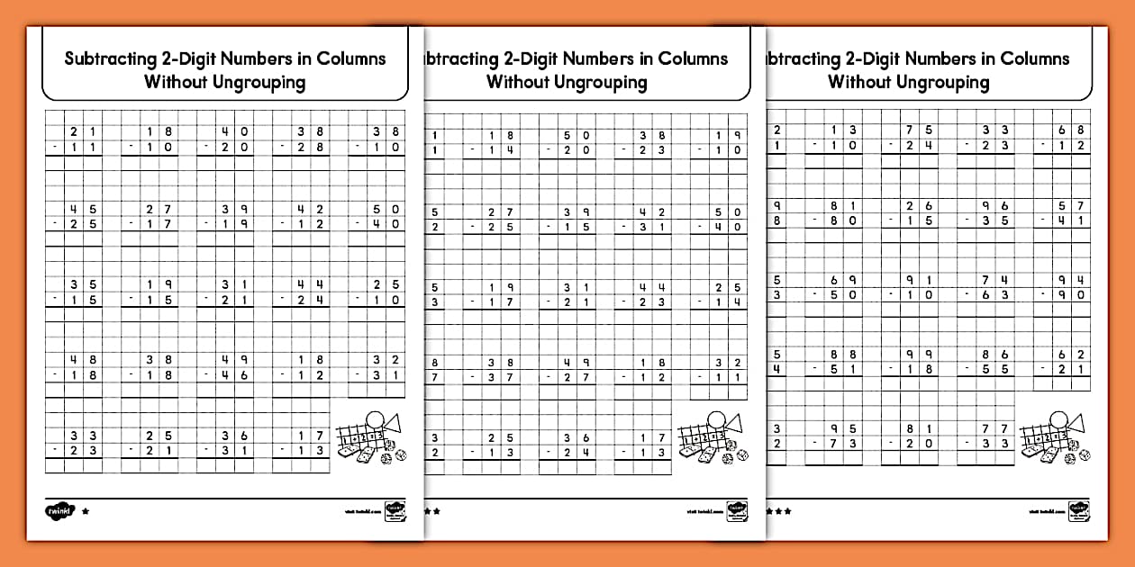 Subtracting 2-Digit Numbers in Columns Without Regrouping