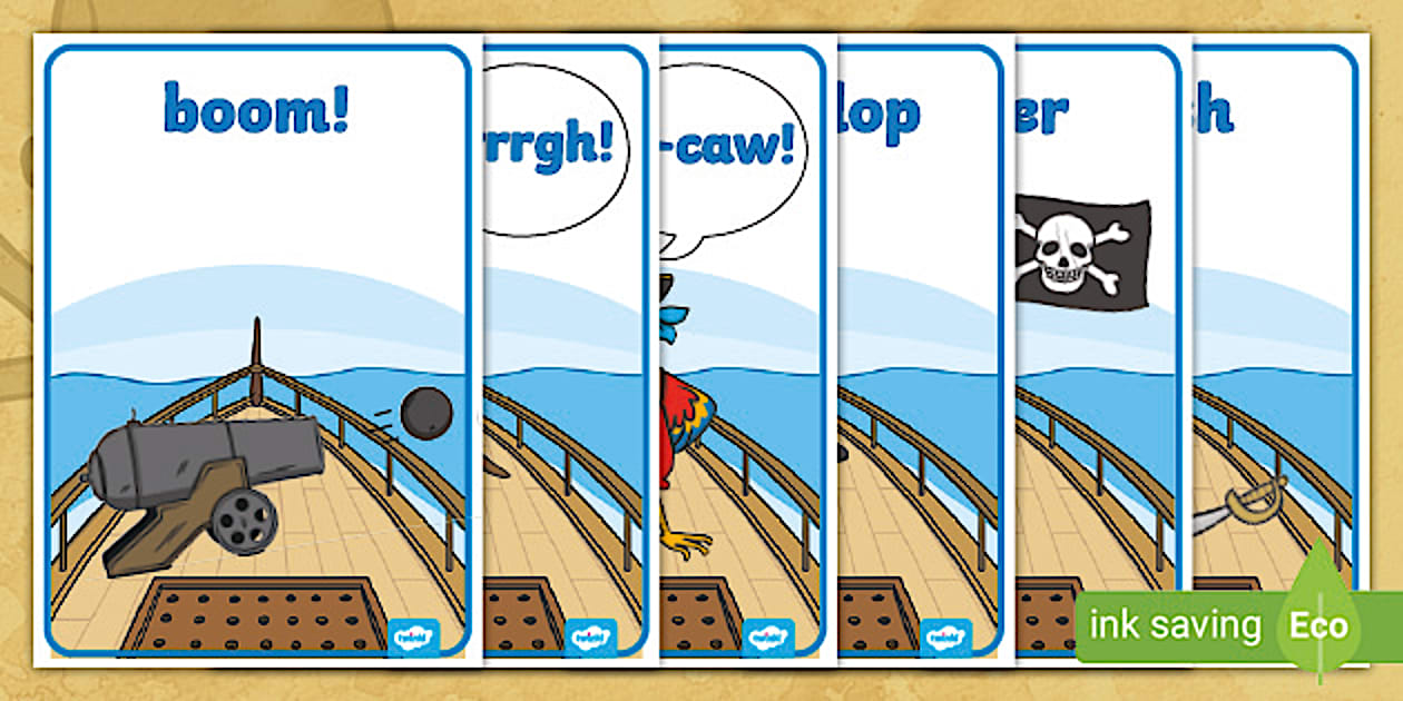 Pirate Themed Onomatopoeia Posters (Teacher-Made) - Twinkl