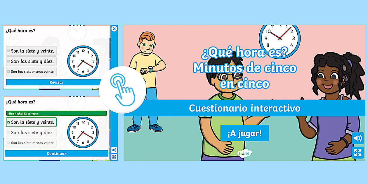 Cuestionario interactivo: ¿Qué hora es? Minutos - Twinkl Go