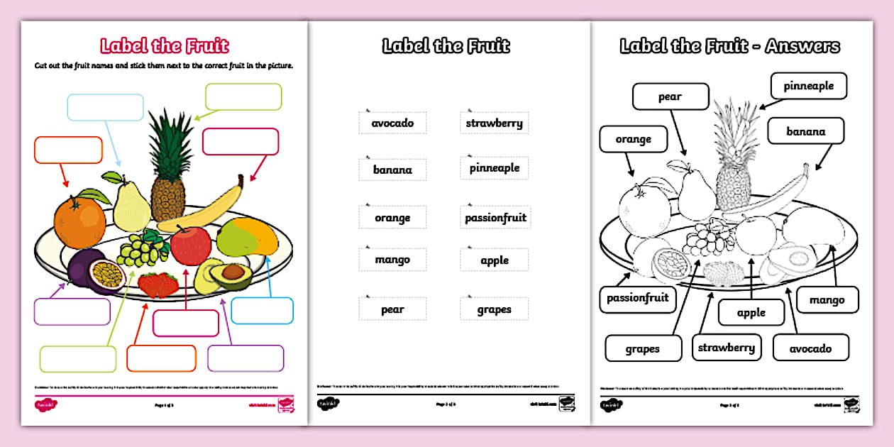 Label the Fruit Cut and Stick Activity - KS1 - Twinkl