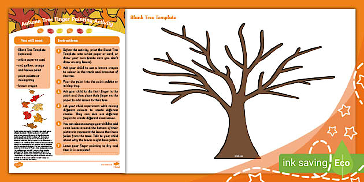 Autumn Tree Finger Painting Activity,finger print tree