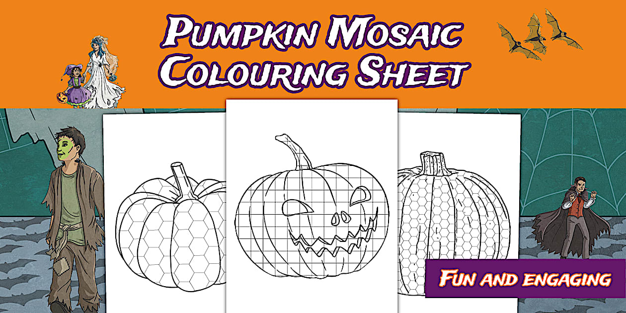 Pumpkin Mosaic Colouring Sheet