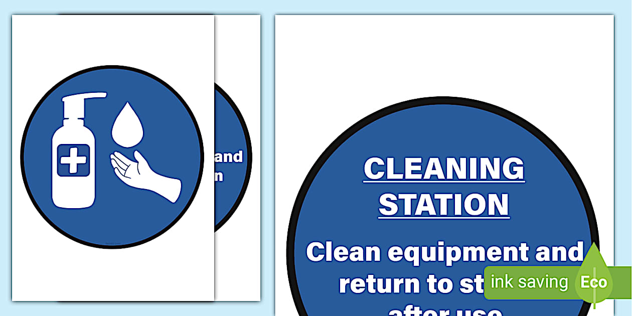 Cleaning Station Sign Posters - Cleaning | Twinkl Plus