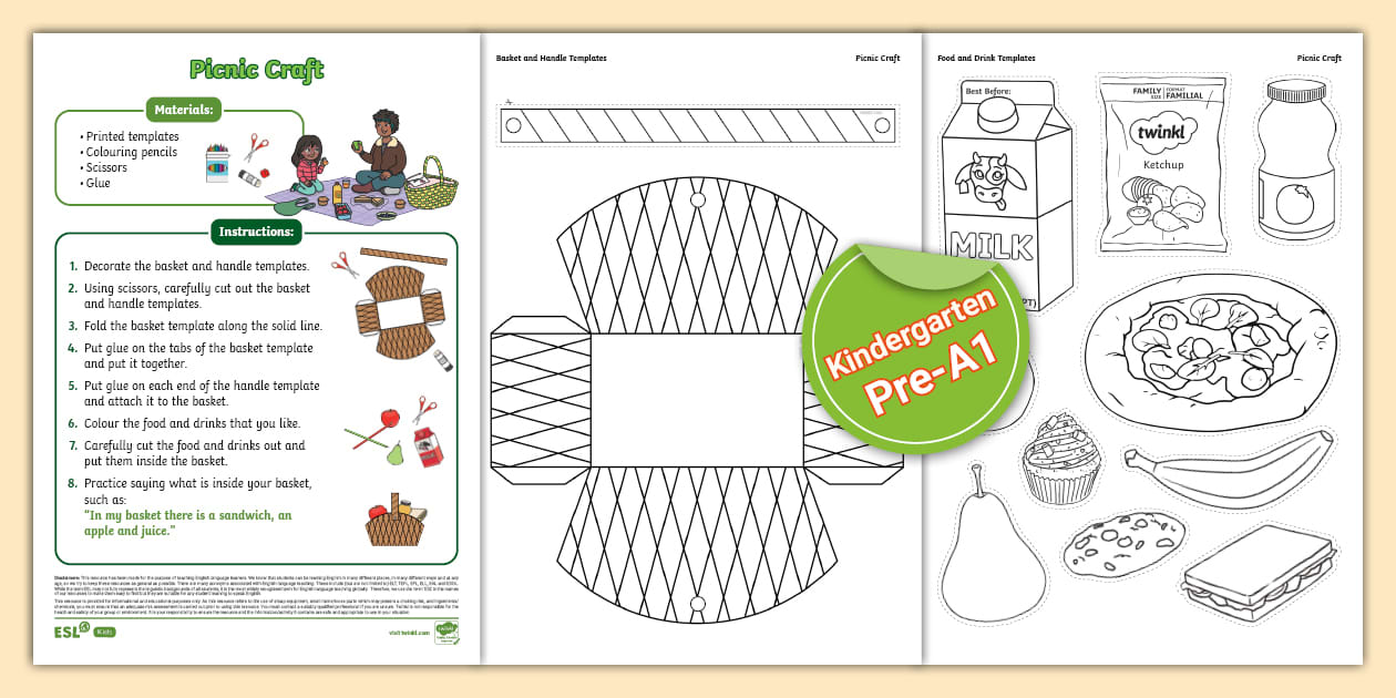 ESL Picnic Craft for Kindergarten - Twinkl