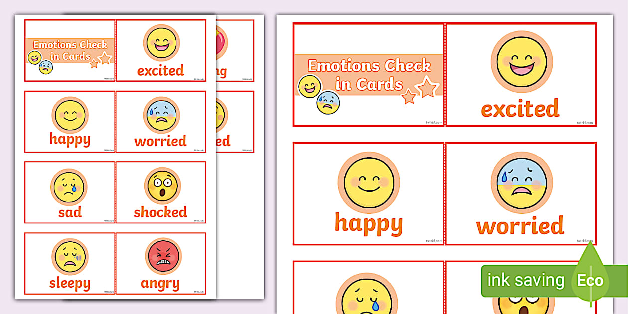 😊 Emoji Emotions Lanyard Check In Cards - Twinkl