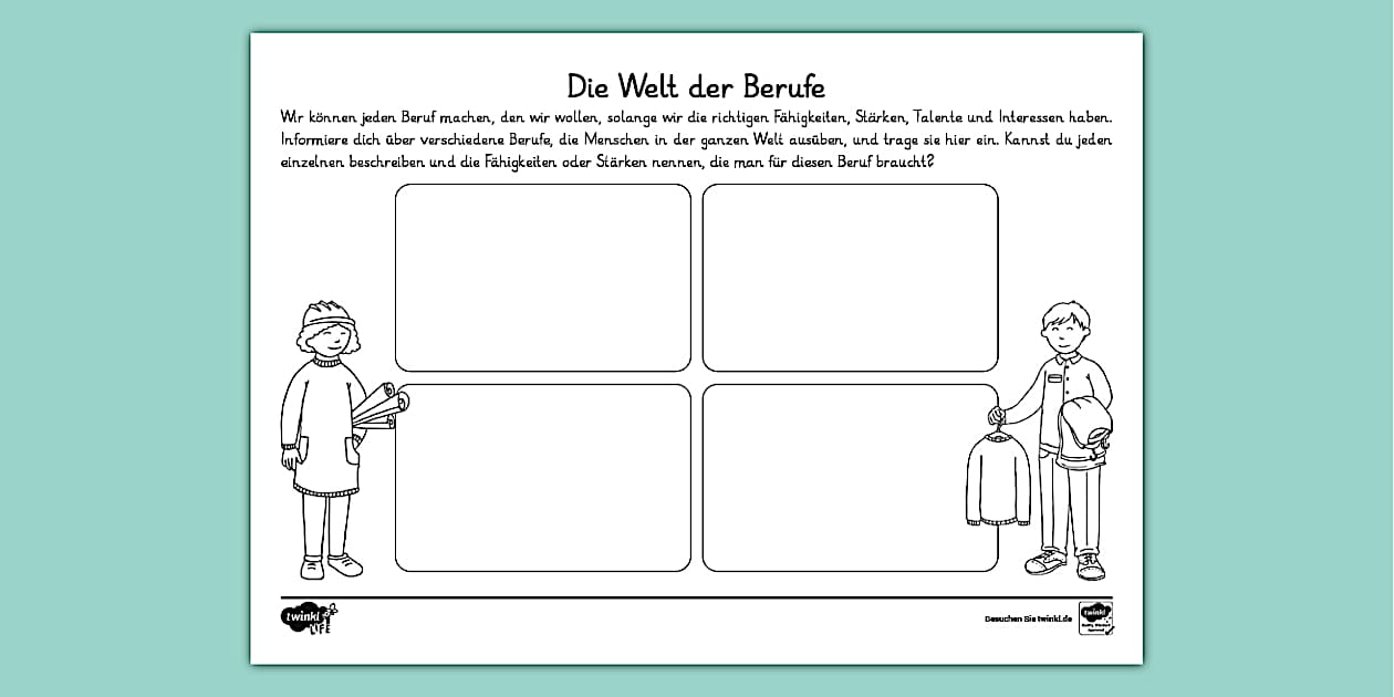 Die Welt der Berufe - Arbeitsblatt - Twinkl