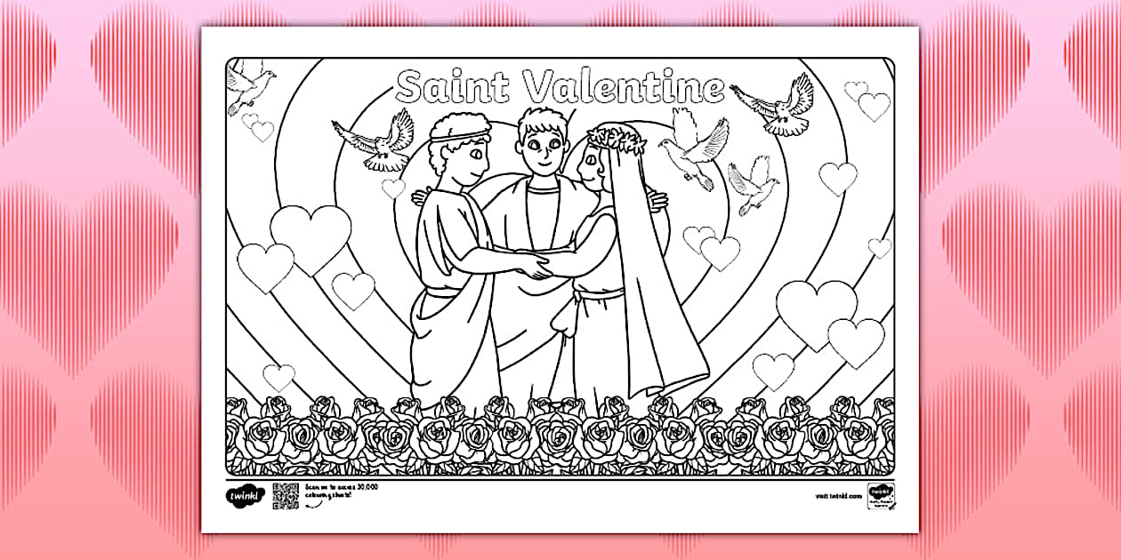 Saint Valentine Doodles Colouring Sheet (teacher made)