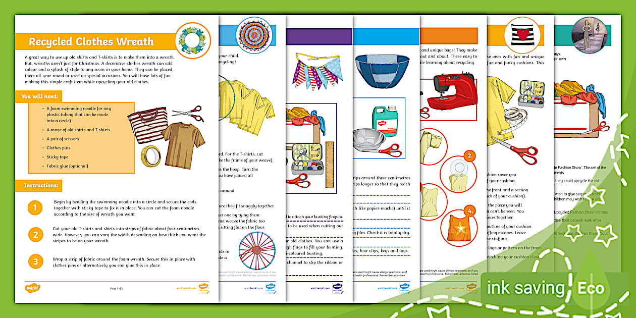 Old Clothes Fashion Upcycled Activity Pack (teacher made)