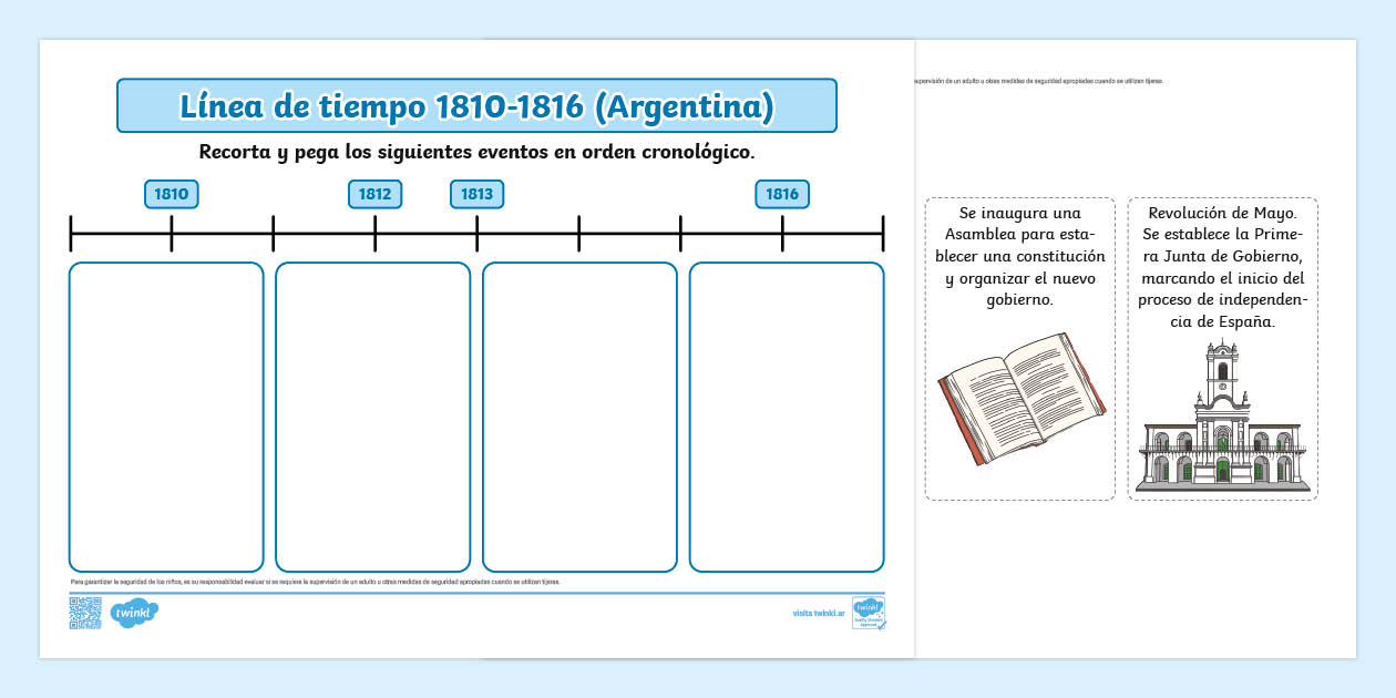 Actividad: línea de tiempo 1810-1816 (Argentina) - Twinkl