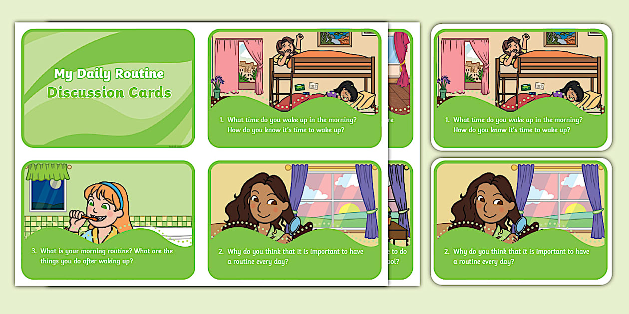 My Daily Routine Discussion Cards (teacher made) - Twinkl