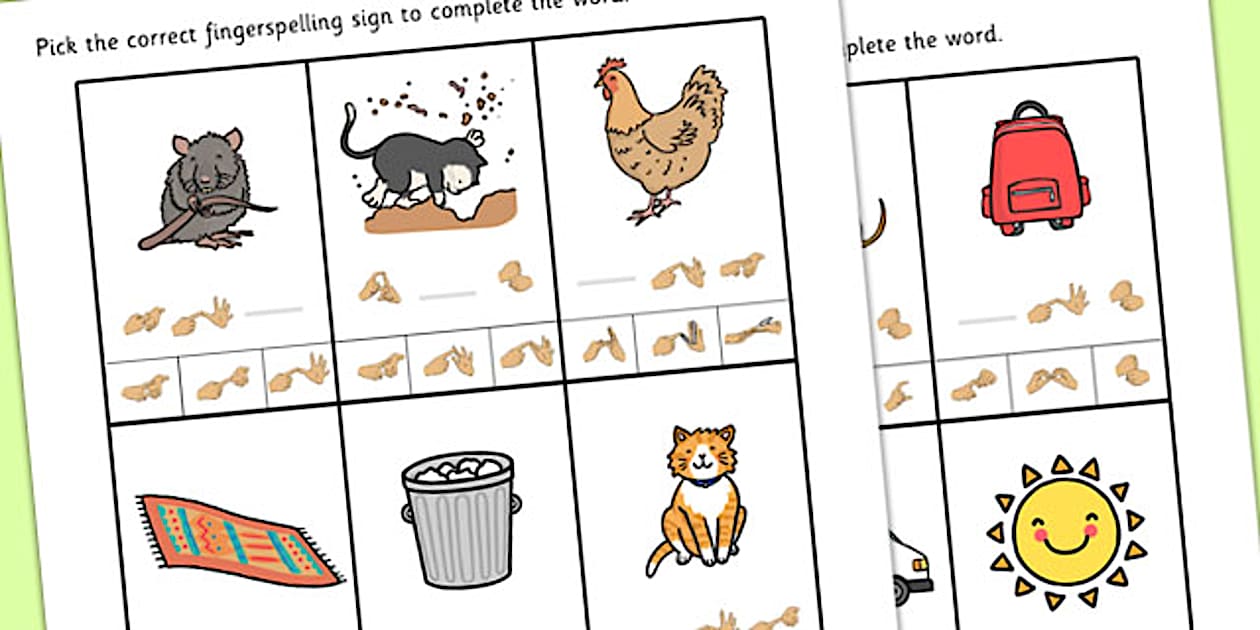British Sign Language CVC Missing Sign Worksheet
