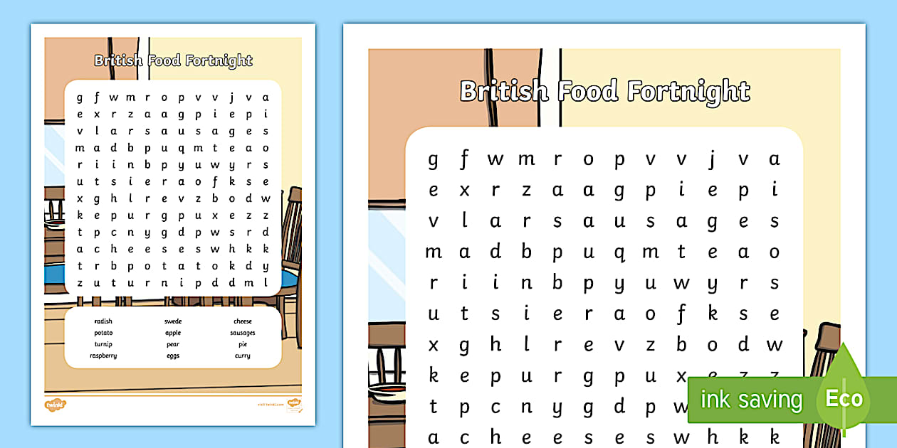 KS1 British Food Fortnight Word Search (Teacher-Made)