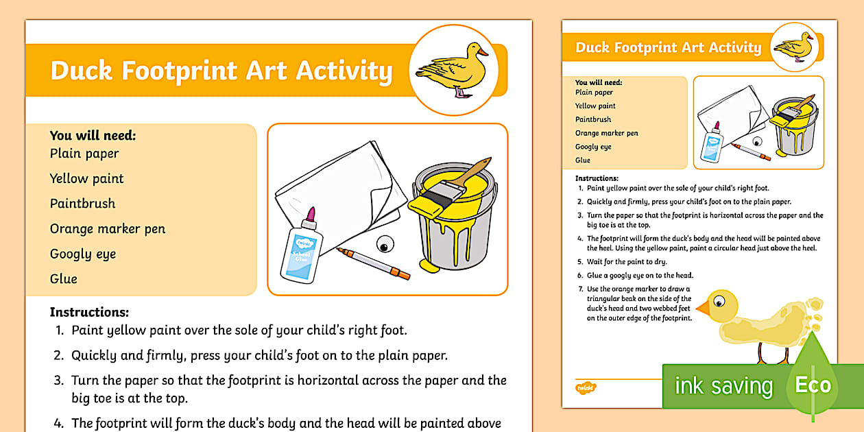 Duck Footprint Art Activity (teacher made) - Twinkl