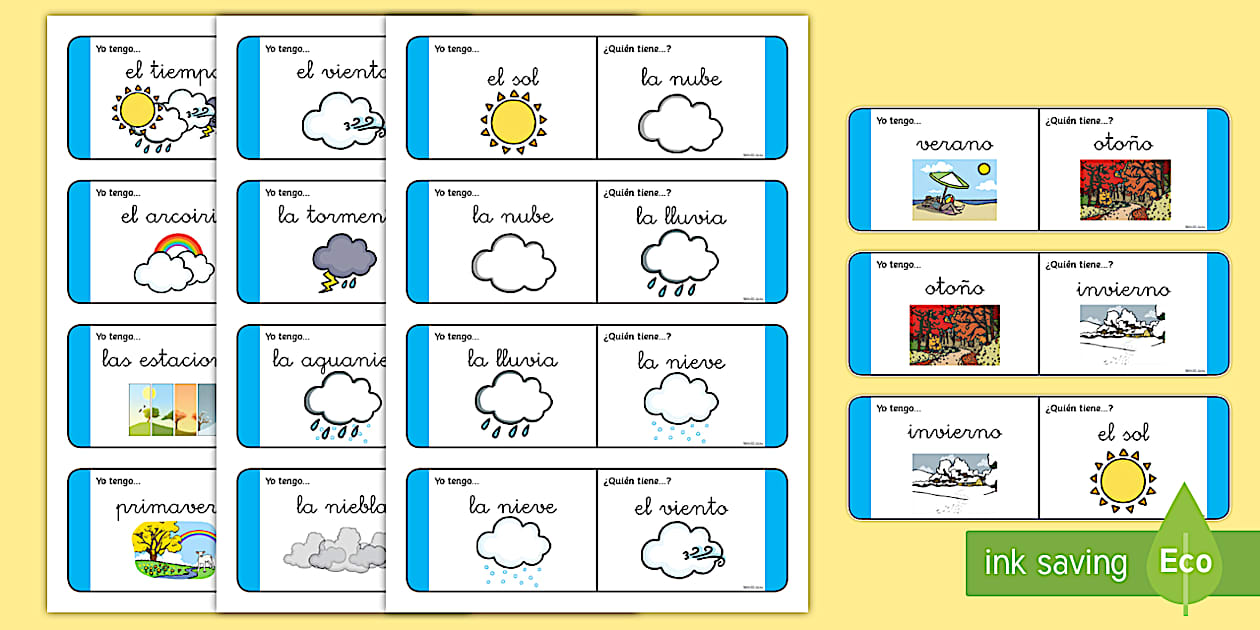 Tarjetas de buscar y emparejar: El tiempo (teacher made)