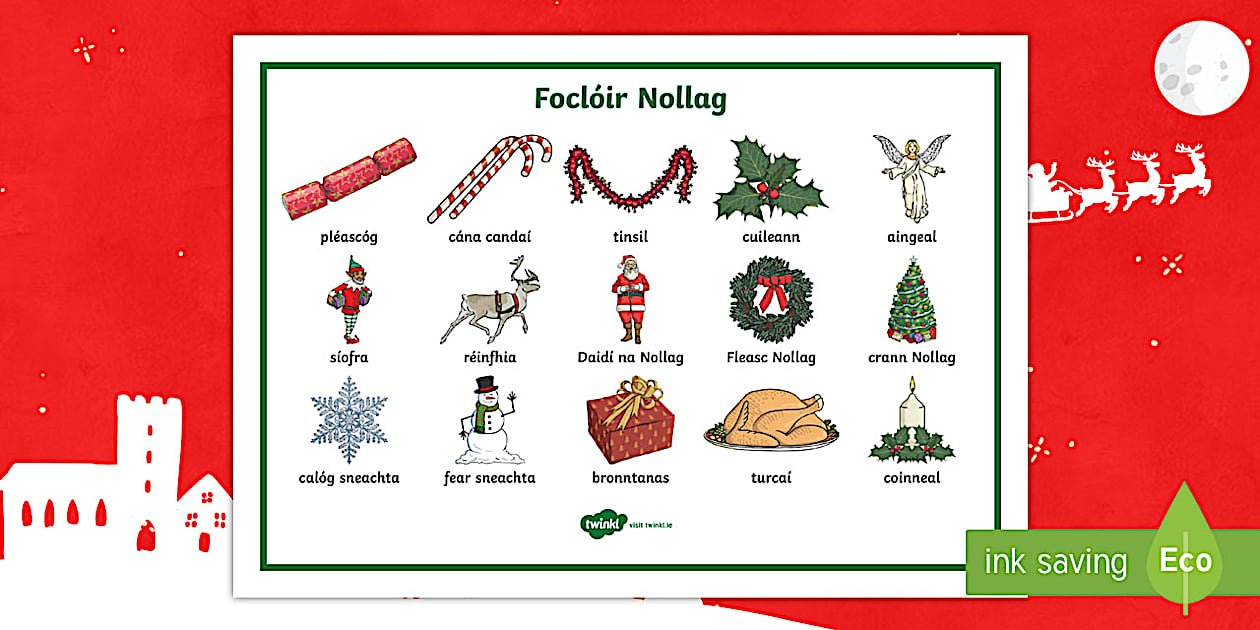 Christmas Words Mat Gaeilge (Teacher-Made) - Twinkl