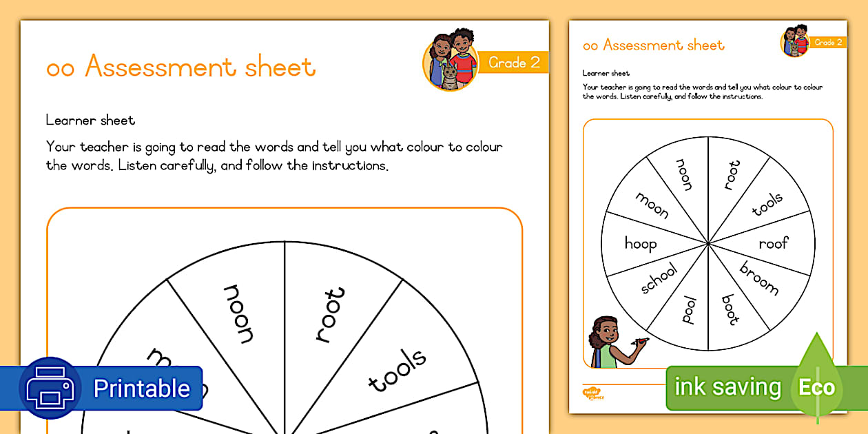 Grade 2 Phonics: oo Assessment Sheet (teacher made) - Twinkl