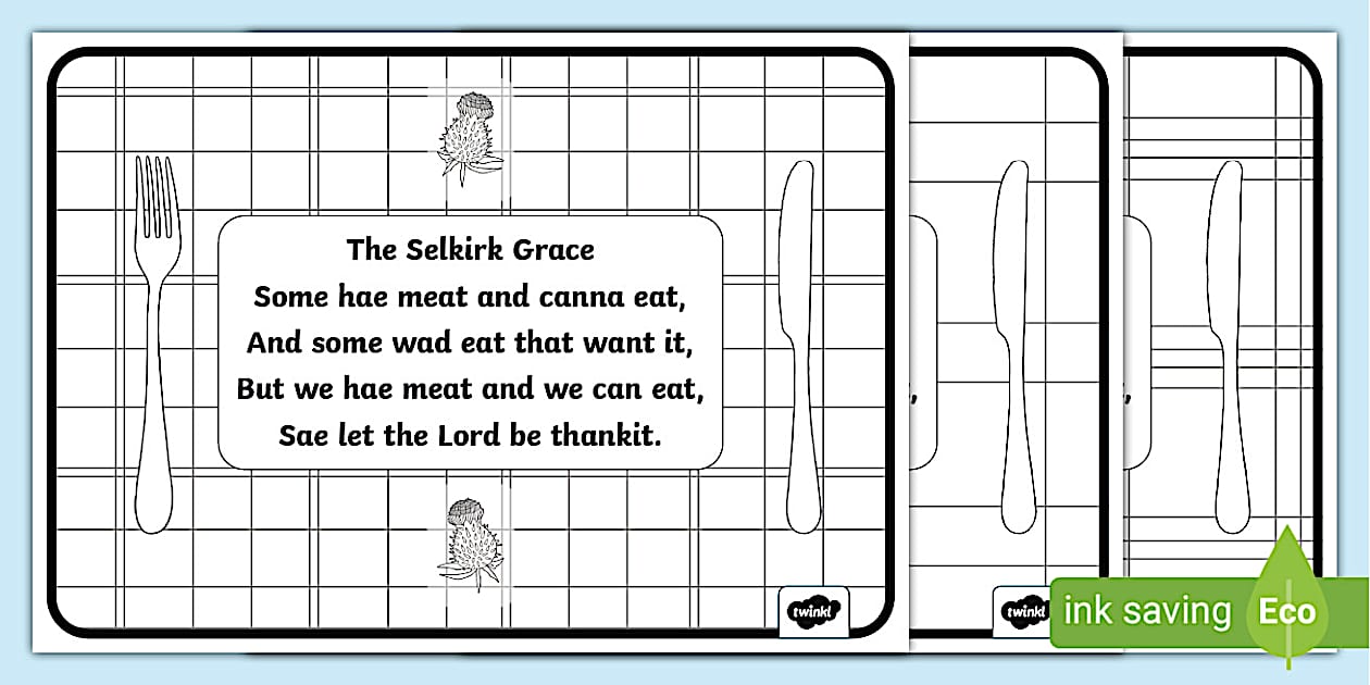 Burns Supper Place Mat Colouring Sheet (teacher made)