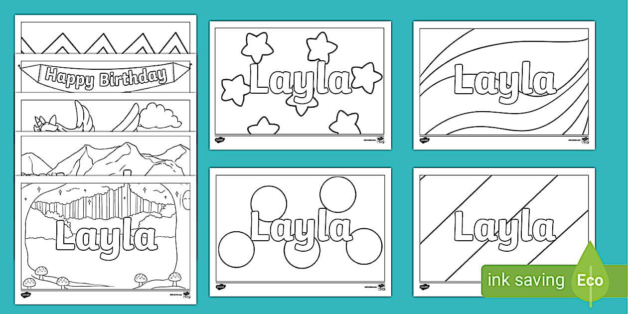 Layla Name Simple Colouring Activity Sheets (teacher made)